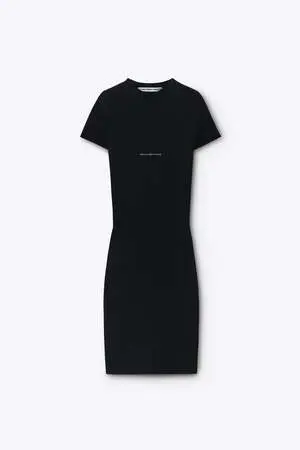 Alexander Wang Ss Crewneck Mini Dress W/ Jacquard Logo Black