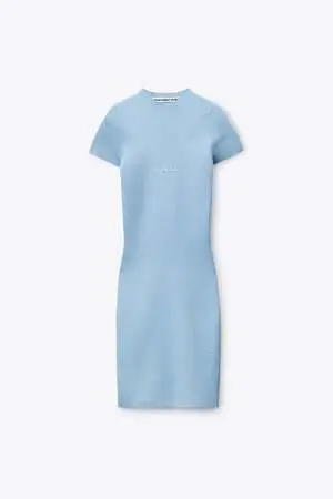 Alexander Wang Ss Crewneck Mini Dress W/ Jacquard Logo Blue
