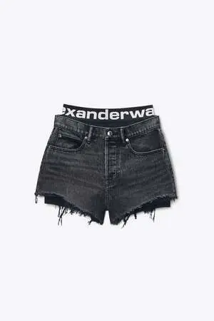Alexander Wang Pre-styled Relaxed Logo Bike Short - Grey Aged