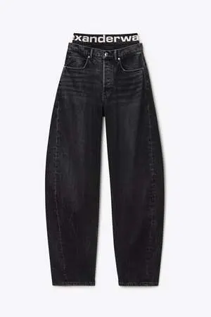 Alexander Wang Blow-up Jeans With Logo Bike Short Waistband - Grey Aged