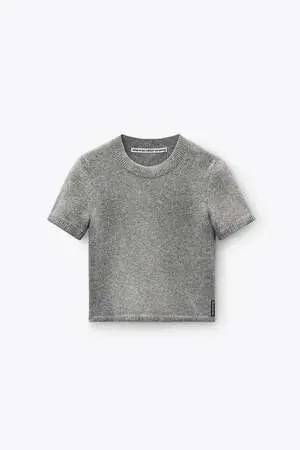 Alexander Wang Ss Crewneck Tee W/ Hotfix - Heather Grey