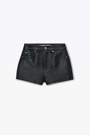 Alexander Wang High-waist Short In Primal Nappa Lambskin Leather - Black