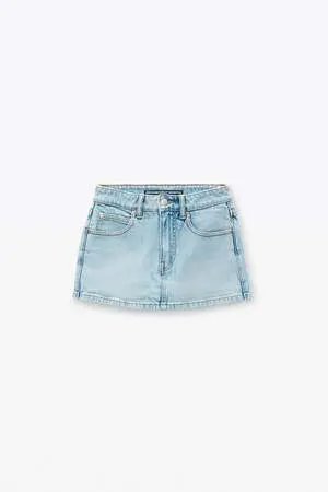 Alexander Wang Mid Rise Mini Skort In Comfort Stretch Denim - Bleach