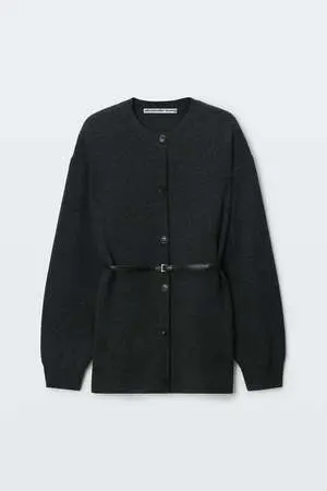 Alexander Wang Thermal Pressed Wool Belted Cardigan - Graphite