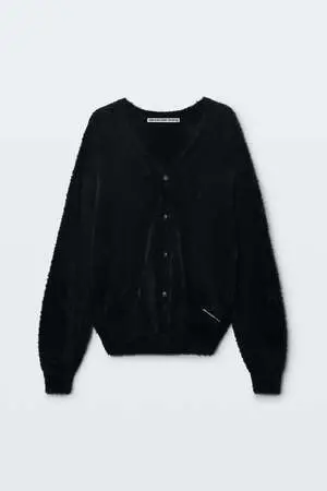 Alexander Wang Textured Chenille V-neck Cardigan - Black