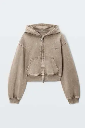 Alexander Wang Crystal Hotfix Zip-up Hoodie - Fallen Rock