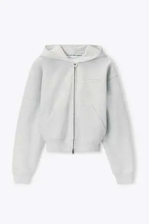Alexander Wang Crystal Hotfix Zip-up Hoodie - Light Heather Grey