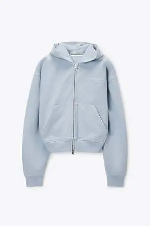 Alexander Wang Crystal Hotfix Zip-up Hoodie - Washed Sky