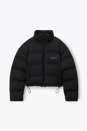 Alexander Wang Jacquard Channel Cropped Puffer W/ Reflective Logo - Black