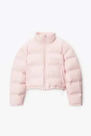 Alexander Wang Jacquard Channel Cropped Puffer W/ Reflective Logo - Light Pink