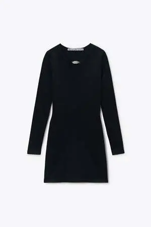 Alexander Wang Metal Logo Minidresss In Matte Jersey