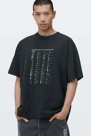 Alexander Wang Crystal Hotfix Graphic Tee - Washed Black