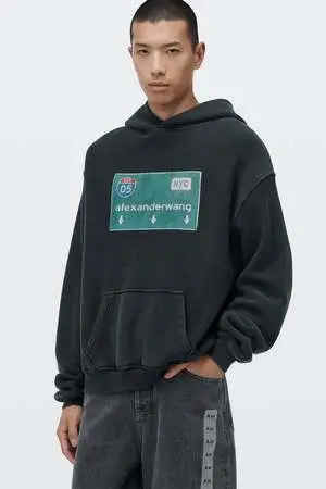 Alexander Wang Street Sign Graphic Hoodie - Washed Black