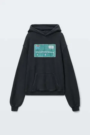 Alexander Wang Street Sign Graphic Hoodie - Washed Black