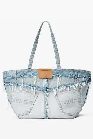 Alexander Wang Punch Denim Large Tote - Bleach Blue