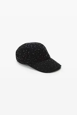 Alexander Wang Crystal Hotfix Distressed Baseball Cap - Black