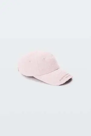 Alexander Wang Crystal Hotfix Distressed Baseball Cap - Light Pink