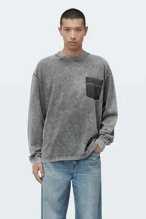 Alexander Wang Shadow Pocket Tee - Washed Grey