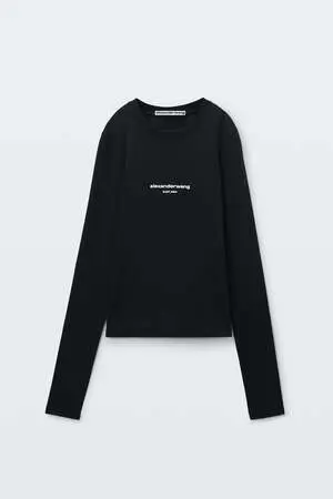 Alexander Wang Fitted Ls Tee W/ Logo Print Black