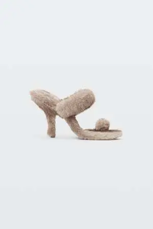 Alexander Wang Paloma 105mm Faux Fur Toe Ring Sandal - Grey