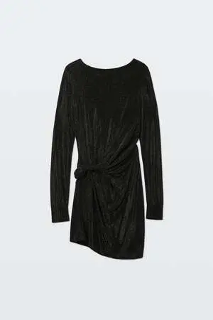 Alexander Wang Ls Boat Neck Dress W/ Twist And Hotfix - Black