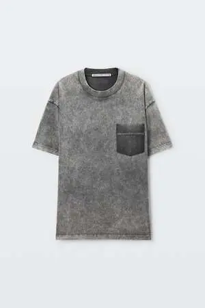 Alexander Wang Short Sleeve Tee W/ Shadow Pocket Graphic - Washed Grey
