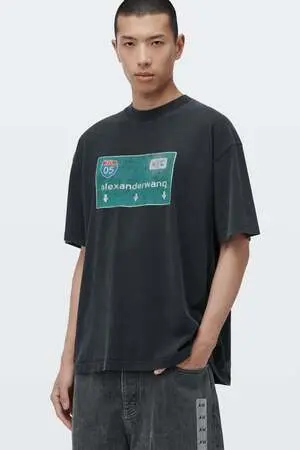 Alexander Wang Street Sign Graphic Tee - Washed Black