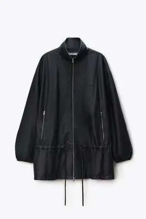 Alexander Wang Drop Waist Parka In Bonded Leather - Black