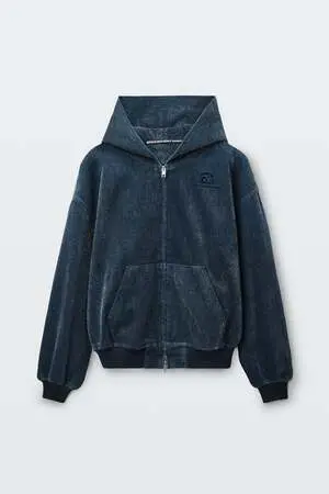 Alexander Wang Brushed Denim Oversized Hoodie - Ink Blue