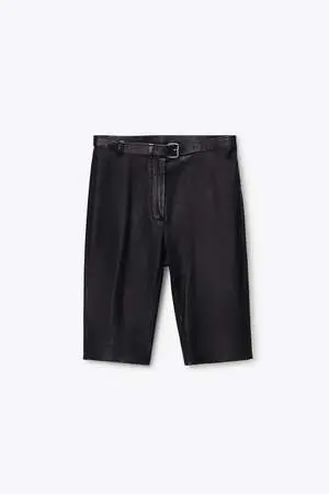 Alexander Wang High-rise Leather Shorts With Belt - Black