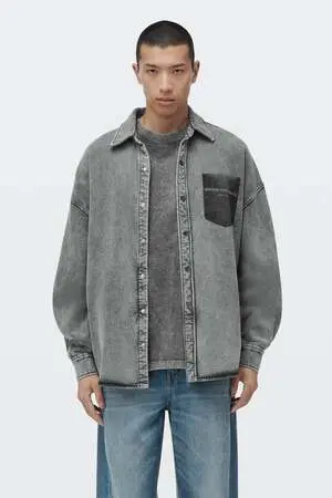 Alexander Wang Shadow Pocket Button Down Shirt - Washed Grey