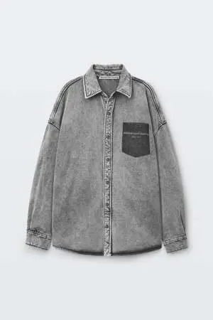 Alexander Wang Shadow Pocket Button Down Shirt - Washed Grey