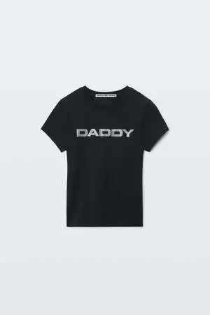 Alexander Wang Crystal Hotfix Graphic Fitted Tee - Black