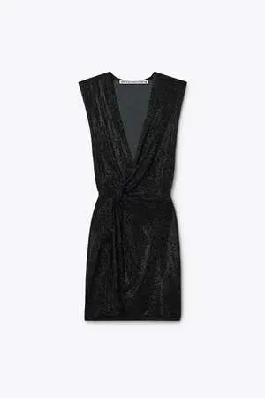 Alexander Wang Crystal Hotfix Knotted Deep V-neck Tank Dress - Black