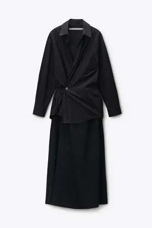 Alexander Wang Pre-styled Wrap Mini Dress In Cotton - Black