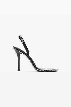 Alexander Wang Nova 105mm Zipper Slingback Sandal - Black