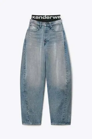 Alexander Wang Blow Up Logo Bike Short Waistband Jean - Authentic Light Indigo