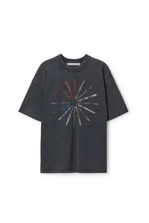Alexander Wang Crystal Hotfix Pinwheel Short Sleeve Tee - Washed Black