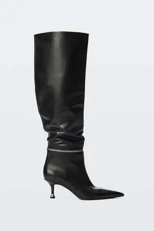 Alexander Wang Slasher Zip 65mm Slouch Boot - Black