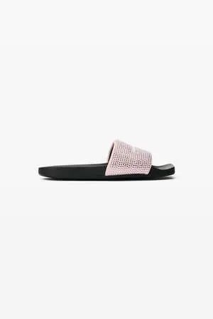 Alexander Wang Crystal Hotfix Pool Slide - Pink