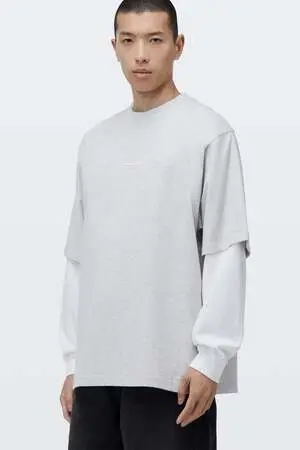 Alexander Wang Logo Print Short Sleeve Tee - Light Heather Grey