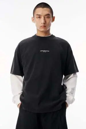 Alexander Wang Logo Print Short Sleeve Tee - Washed Black