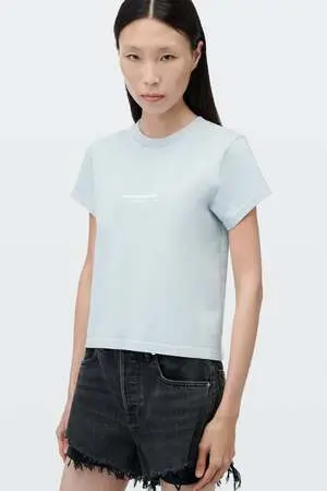 Alexander Wang Shrunken Ss Tee W/ Logo Print Washed Sky