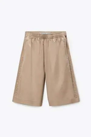 Alexander Wang Perforated Logo Mid-rise Short Dune