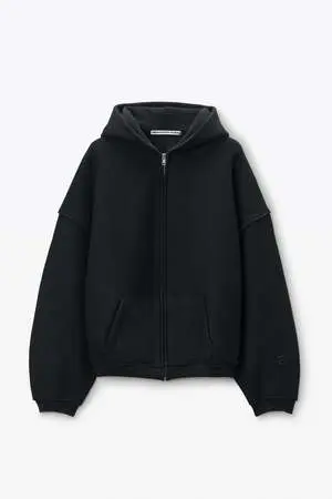 Alexander Wang Star Zip-up Hoodie In Dense Fleece - Black