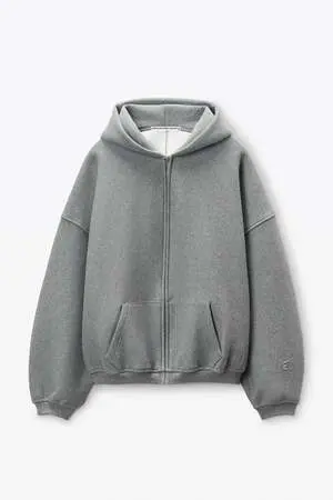 Alexander Wang Star Zip-up Hoodie In Dense Fleece - Sidewalk