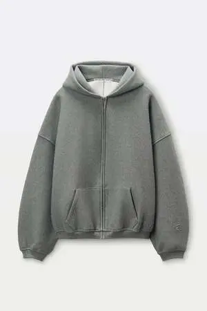 Alexander Wang Star Zip-up Hoodie In Dense Fleece - Sidewalk