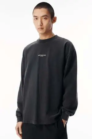 Alexander Wang Long Sleeve Tee W/ Logo Print Washed Black