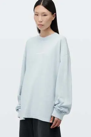 Alexander Wang Long Sleeve Tee W/ Logo Print Washed Sky