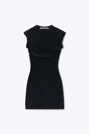 Alexander Wang Sleeveless Layered Twisted Bust Mini Dress Black